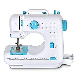 Mini Sewing Machine, Portable Multi-Purpose Crafting Mending Machine Household 12 Built-in Stitches & Double Thread for Beginners Blue