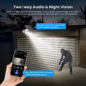 Tuck Solar Security Cameras Wireless Outdoor, 1080P HD Battery Power WiFi Surveillance Indoor Home Camera with 4 Spotlights, Color Night Vision, 2-Way Audio, Human Detection, Cloud Storage