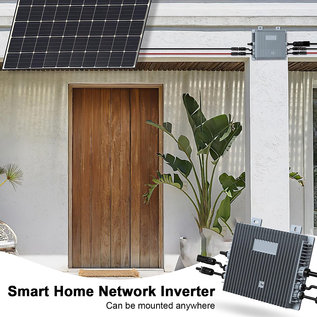800W Micro Inverter, MPPT Grid Tie Solar Inverter with WiFi & App, DC to AC 240V 208V Micro Inverter, IP67 Waterproof Micro Inverters for 2 Solar Panels (US Plug)