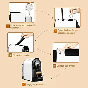 CHULUX 1400W Espresso Machine for Nespresso Capsules: Espresso and Lungo Cups, One Cup Premium Italian 20 Bar ODE Pump Espresso Maker - Perfect for Office & Coffee Lovers