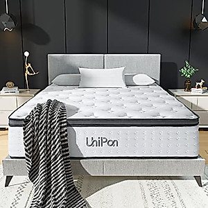 UniPon 14 Inch King Mattress, Gel Foam Mattress Hybrid Mattress, Made in USA, CertiPUR-US Certified, Individually Wrapped Pocket Coils Innerspring Mattress in a Box, 76 * 80 * 14 inch
