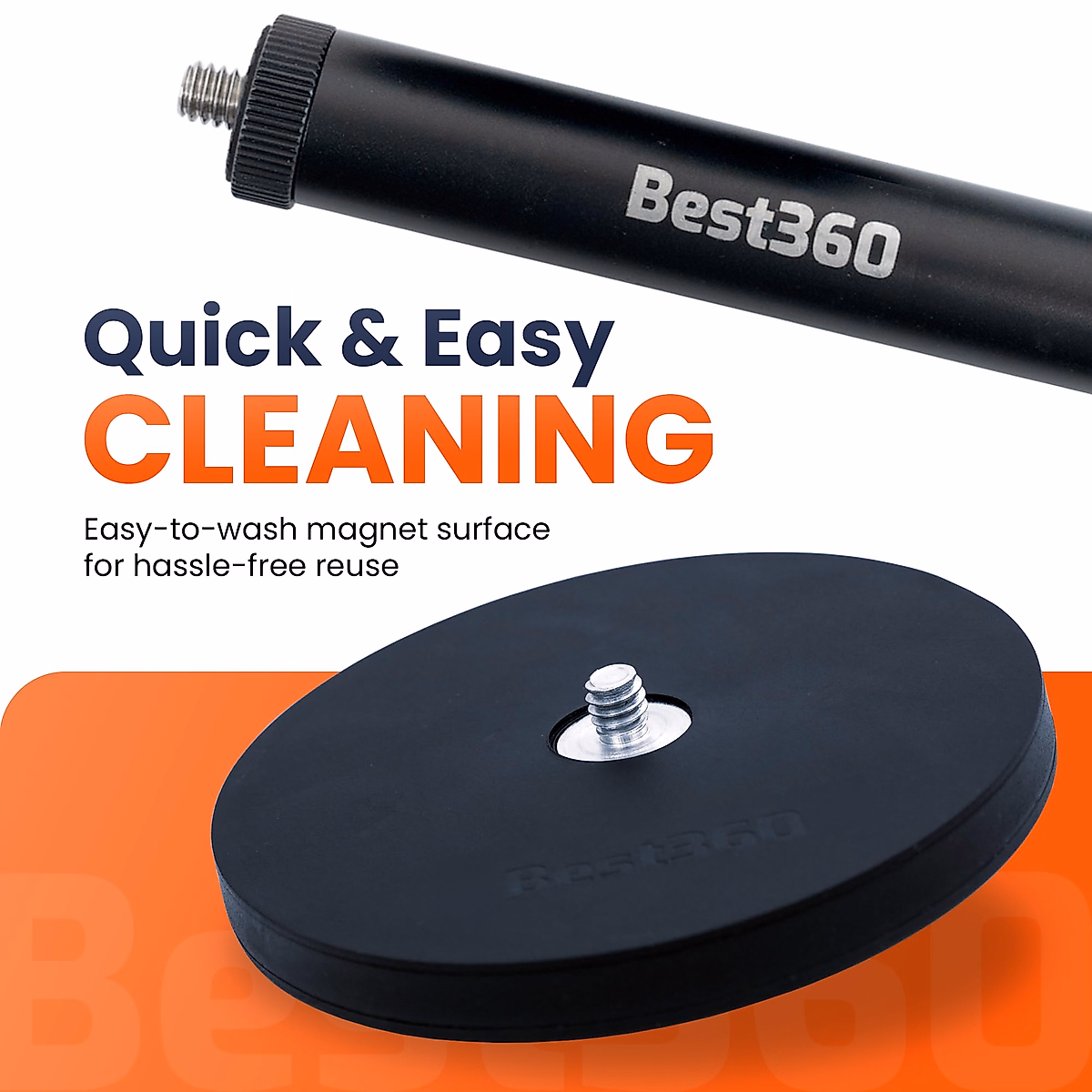 Best360 Black Rubber Coated 88MM Circular Magnetic Camera Mount and 10CM Aluminium Spacer, Compatible with Insta360 X4/X3/ONE X2/ONE RS/ONE RS-1 INCH/GoPro/AcePro, Car 360 Action Camera Mount