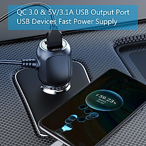 Dash Cam Mini USB Power Cable, Right Angle 90 Degree Mini USB with Dual USB Port Fast Power Supply, for 12V-24V Car and Truck Dash Cam, GPS Navigator, MP3 Player and Other USB Devices