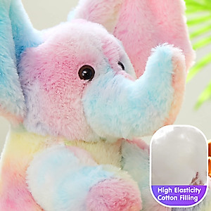 Glow Guards 12'' Light up Peek-a-Boo Elephant Stuffed Animal Musical Rainbow Elephant Singing Stuffed Animal Electric Interactive Toys Christmas Holiday Birthday Gifts for Toddler Kids