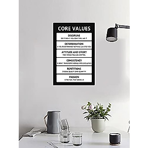 Core Values Quote Motivational Wall Art for Office Inspiration Poster Inspirational Canvas Painting Prints Wall Pictures for Living Room Home Decor Framed Artwork [12''W x 18''H], 12x18 Inch