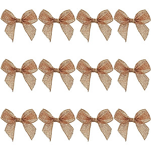 Handmade Mini Burlap Bows for DIY Crafts, Wreaths, Wedding Decor (12 Pack)