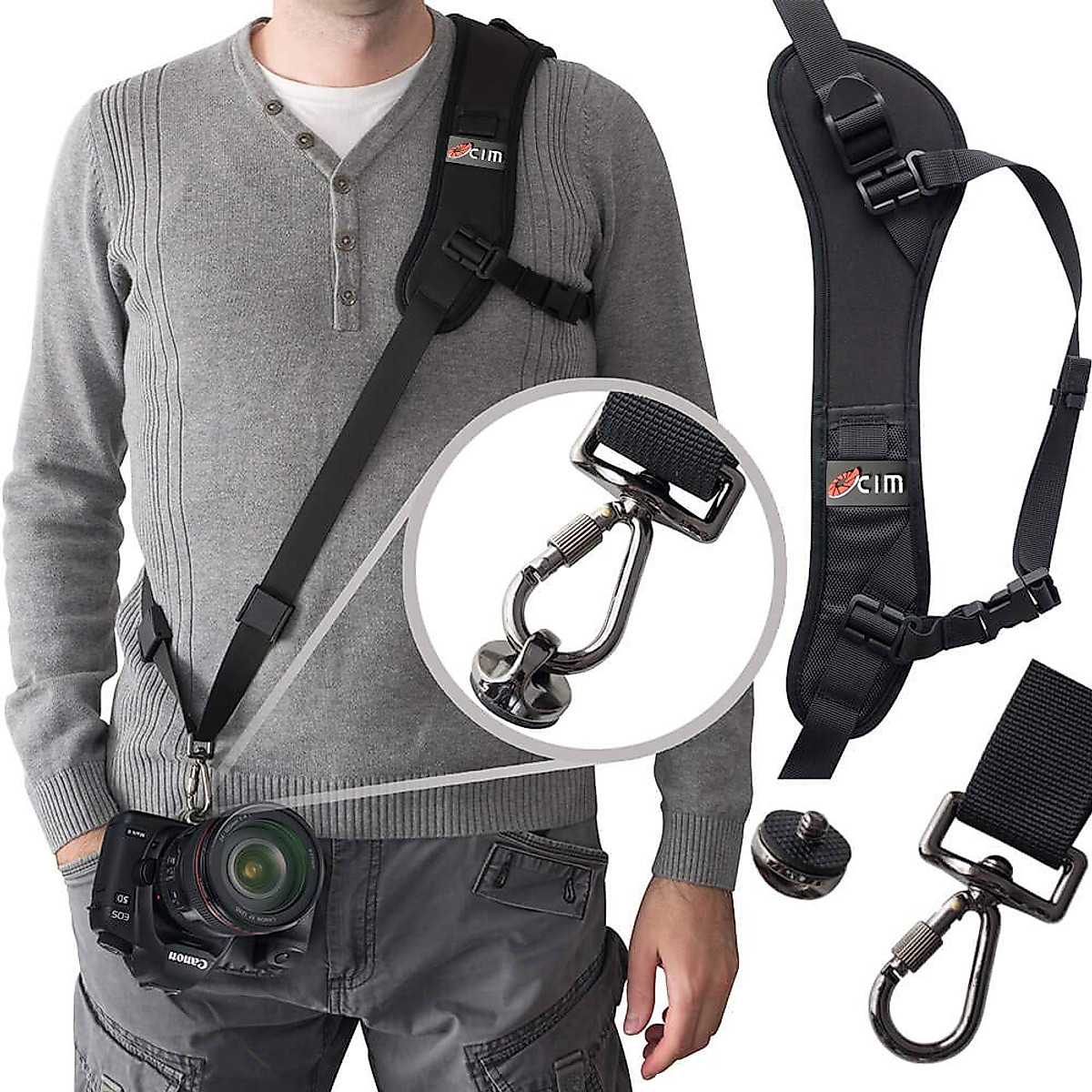 Ocim Camera Strap,Camera Sling Strap with Safety Tether, Adjustable and Comfortable Neck/Shoulder Belt for DSLR/SLR Camera (Compatible With Nikon, Canon, Sony) Universal Belt Women/Men
