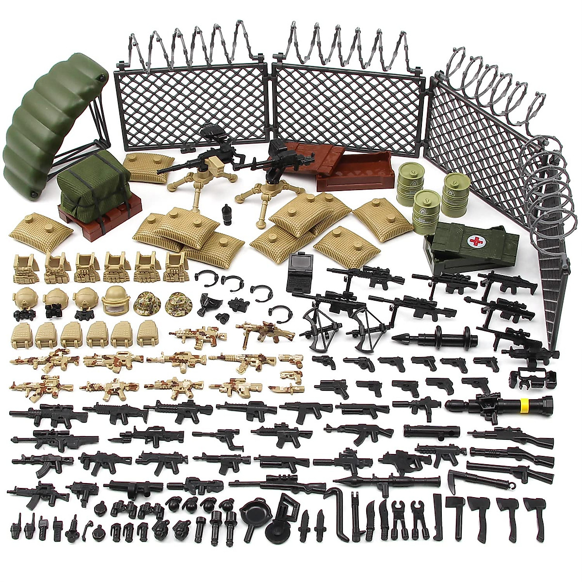 Feleph Weapons Pack Military Toy Set Building Blocks Model for Soldier Figures, Army Equipment Gear Kit Pieces and Parts Accessories Compatible with Major Brand