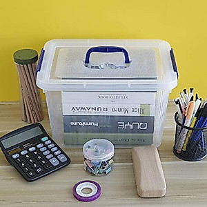 Morcte 10 L Plastic Lidded Storage Bin, Clear Storage Box, Pack of 6