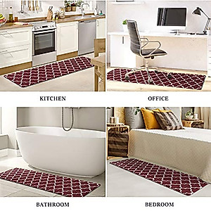 WISELIFE Kitchen Mat Cushioned Anti-Fatigue Kitchen Rug, 17.3"x 59" Waterproof Non-Slip Kitchen Mats and Rugs Heavy Duty PVC Ergonomic Comfort Mat for Kitchen, Floor Home, Office, Sink, Laundry, Red
