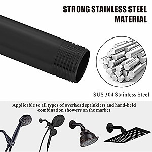 Voolan Shower Arm with Flange and Teflon Tape, Extension Shower Head Arm for Bathroom Fixed Shower Head, Solid Stainless Steel, Wall Mounted (6 Inch,Black)