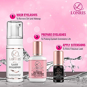 7-8 Weeks Retention/Eyelash Extension Glue Volume Advanced Ultra+ LONRIS Lash 5 ml/1-2 Sec Drying time/Maximum Bonding/Semi-Permanent Extensions Supplies/Professional Use Only Black Adhesive