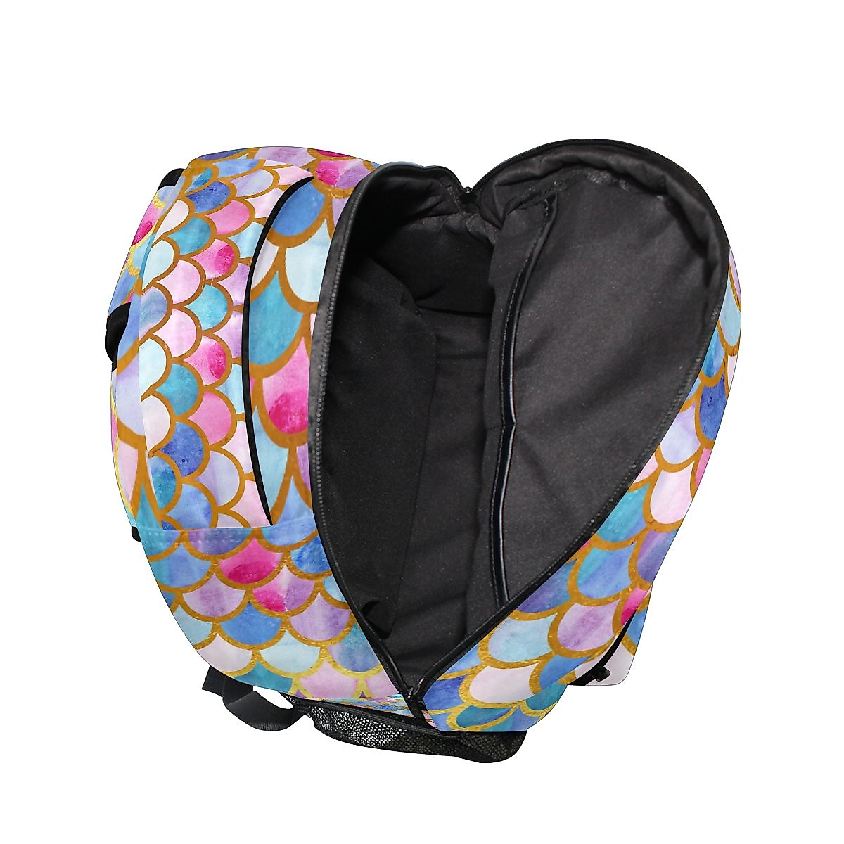 ZZKKO Colorful Mermaid Scale Boys Girls School Computer Backpacks Book Bag Travel Hiking Camping Daypack