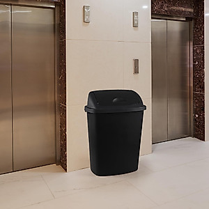 Cand 70 Liter Garbage Can 4 Pack, Black Trash Bin with Swing Lid, Plastic Garbage Can Swing Cover