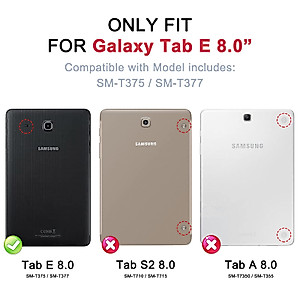 BRAECNstock Samsung Galaxy Tab E 8.0 Case (SM-T375/T377/T378),Shockproof Durable Protective Cover with 360° Kickstand&Hand Strap,Shoulder Strap,Kids Tablet Case for Galaxy SM-T377A/T377V/T378V,Black