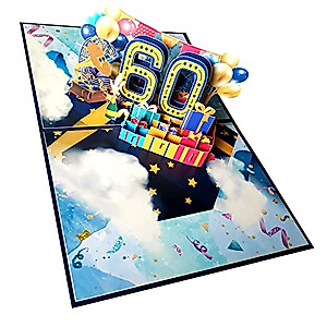 60th Greeting Birthday Cards, Pop Up Happy 60th Birthday Card for Him or Her, Cheers 60 Years Old Birthday Cards Best for Husband, Wife, Mom, Dad, Sister, Brother, Friend