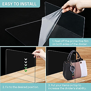 OKPOW Acrylic Shelf Dividers for Closet Organization: 8 Pack Tall Durable Clear Shelves Separators for Clothing Adjustable