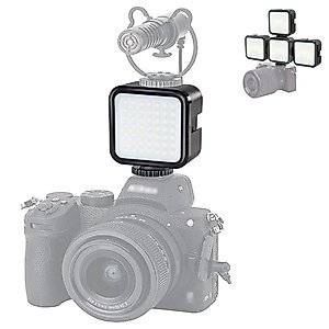 LED Video Light with 3 Cold Shoe, PULUZ on Camera Video Light LED 49 3W Dimmable Video Splicing Fill Light with 1/4" Thread for Canon for Nikon for Sony and Other DSLR Cameras