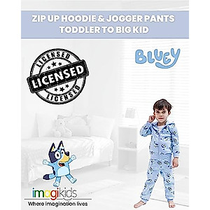 Bluey Little Boys Fleece Zip Up Hoodie Set Blue 7