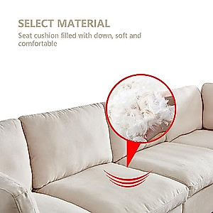 Oversized Reversible Sleeper Sectional Sofa Bed with Movable Ottomans and Detachable Cushions, DIY Combination Down Filled Cloud Couch,Minimalist 6 Seater Convertible Corner Sofá for Living Room