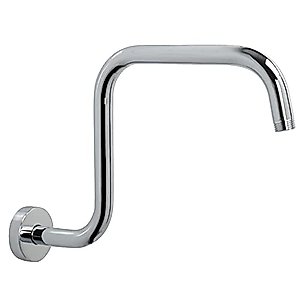 NearMoon S Shape Shower Extension Arm with Flange, Stainless Steel High Rise Shower Head Extender Pipe, Horizontal Extension Standard 1/2" Connection- Bathroom Accessory, 13 Inch (Chrome Finish)