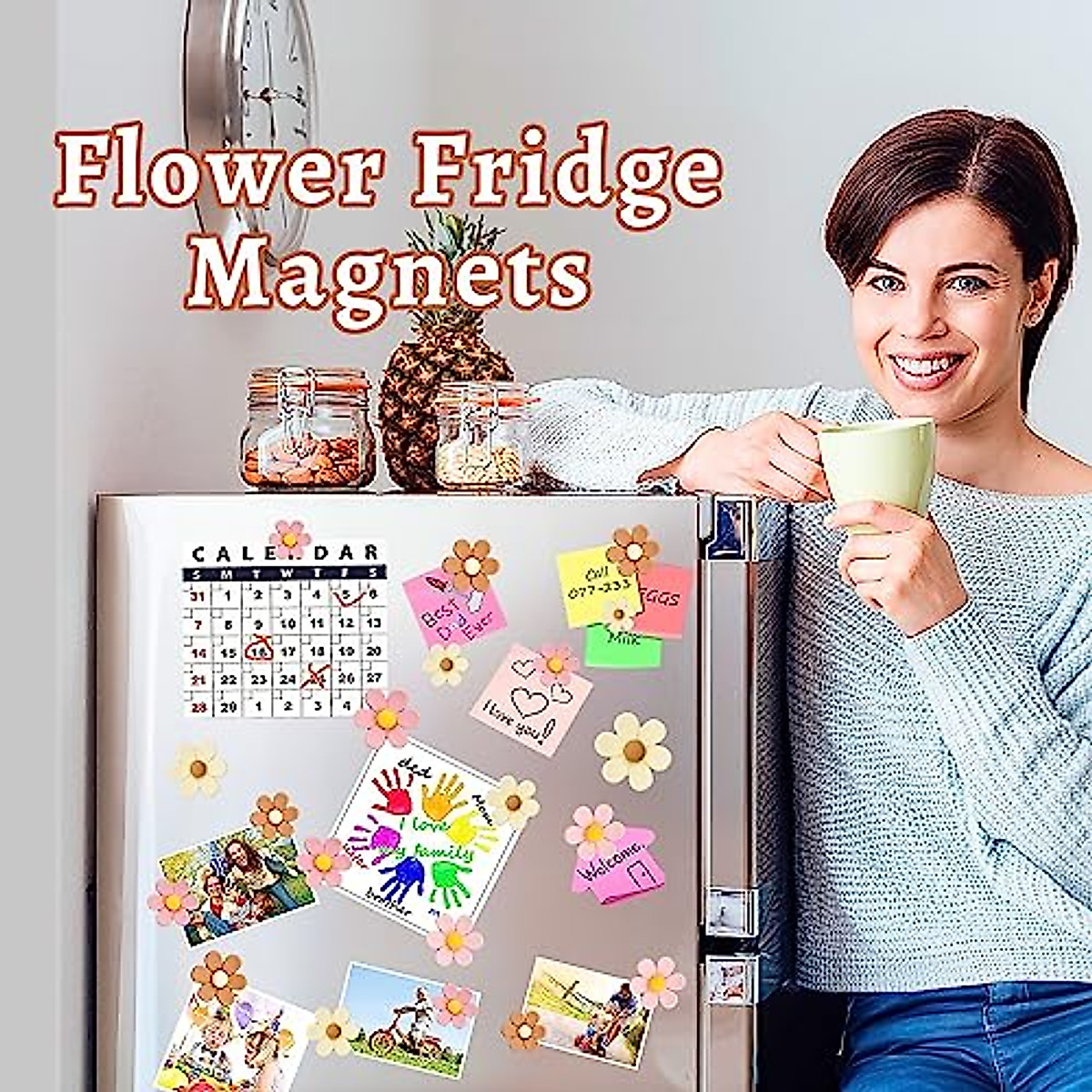 Lukinuo Cute Flower Fridge Magnets 20PCS Mini Daisy Refrigerator Magnet Colorful Flower Fridge Magnets for Locker Whiteboard Refrigerator Office Photo Cabinet Bulletin Board