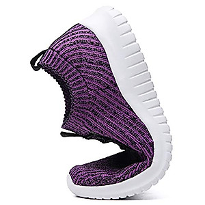 ECHOINE Women's Sneakers Lightweight Walking Trainers Casual Breathable Slip On Mesh Shoes 11 B(M) US Purple