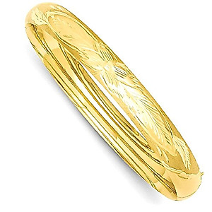 IceCarats 14K Yellow Gold 7.90mm Oversize Florentine Hinged Bangle Bracelet