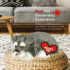 Original Petzzz Schnauzer, Realistic Lifelike Stuffed Interactive Pet Toy, Companion Pet Dog with 100% Handcrafted Synthetic Fur