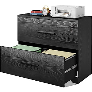 DEVAISE 2-Drawer Wood Lateral File Cabinet with Lock for Home Office, Black