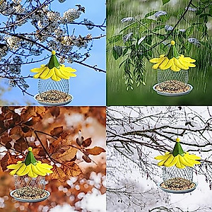 Hummingbird Feeder for Outdoors Hanging, Hanging & Window Two-Mode Horizontal Hummingbird Feeder Tube, with Perch for Standing and Drinking, 12 Feeding Ports, Leak & Bee Proof (Flower Bird Feeder)