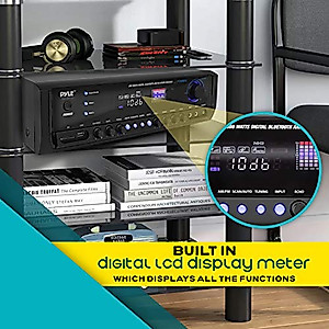 Pyle Wireless Bluetooth Power Amplifier System 300W 4 Channel Home Theater Audio Stereo Sound Receiver Box Entertainment w/ USB, RCA, 3.5mm AUX, LED, Remote for Speaker, PA, Studio- PT390BTU,BLACK