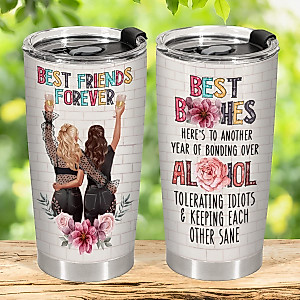 34HD Best Friend Tumbler with Lid, 20oz Insulated BFF Drinking Cup, Another Bonding Year Coffee Mug, Best Friends Gifts, Bestie Gifts for Birthday Mothers Day Christmas