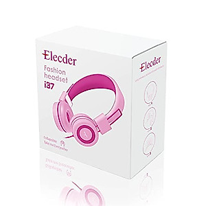 ELECDER i37 Kids Headphones Children Girls Boys Teens Foldable Adjustable On Ear Headphones 3.5mm Jack Compatible Cellphones Computer MP3/4 Kindle School Tablet Rose/Pink
