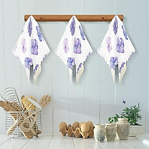 FRODOTGV Blue Hydrangea Flowers Watercolor Kitchen Towel Microfiber Table Cotton Kitchen Tea Towels Terry Cloth Dish Towel Cotton Hand Towels for Kitchen