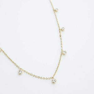 Honeycat Crystal Bezels Droplet Charm Necklace in Gold, Rose Gold, or Silver | Minimalist, Delicate Jewelry (Gold)