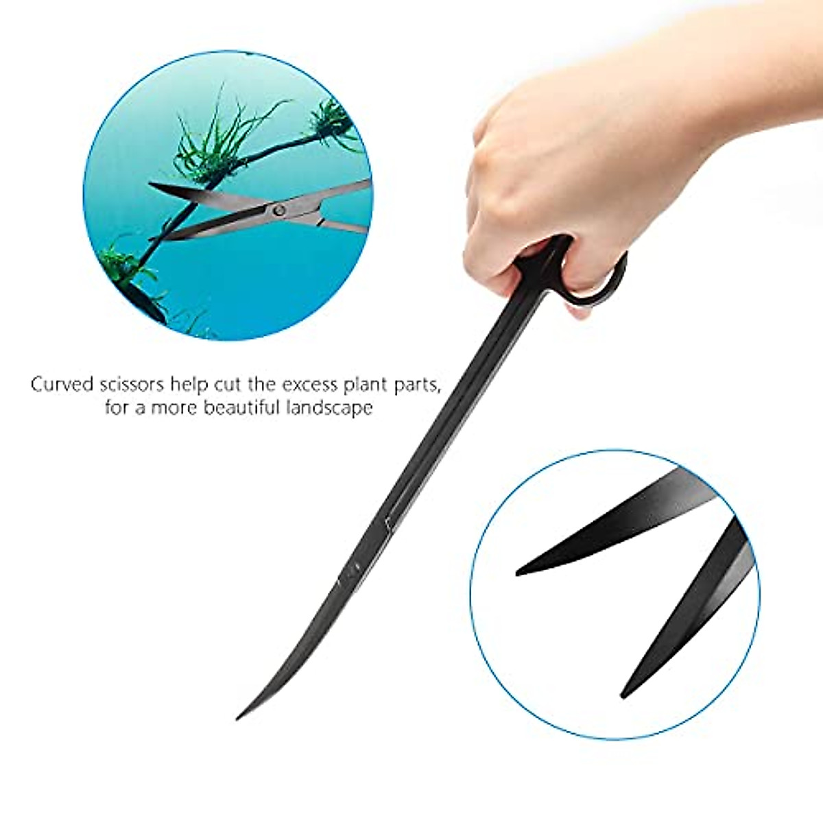 Liveek Aquarium Aquascape Tools Kit, 4 in 1 Anti-Rust Aquatic Plant Aquascaping Tool Stainless Steel Black Tweezers Scissors Spatula for Aquarium Tank Clean Fish Tank Aquascape Tools Sets (Black)