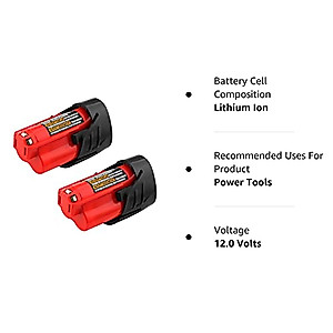 2Packs 3.0Ah 12 Volt 48-11-2430 Replacement Battery Compatible with Milwaukee 12V Battery Lithium 48-11-2430 48-11-2420 48-11-2425 48-11-2401 48-11-2402 48-11-2440 48-11-2460 Cordless Power(Orange)
