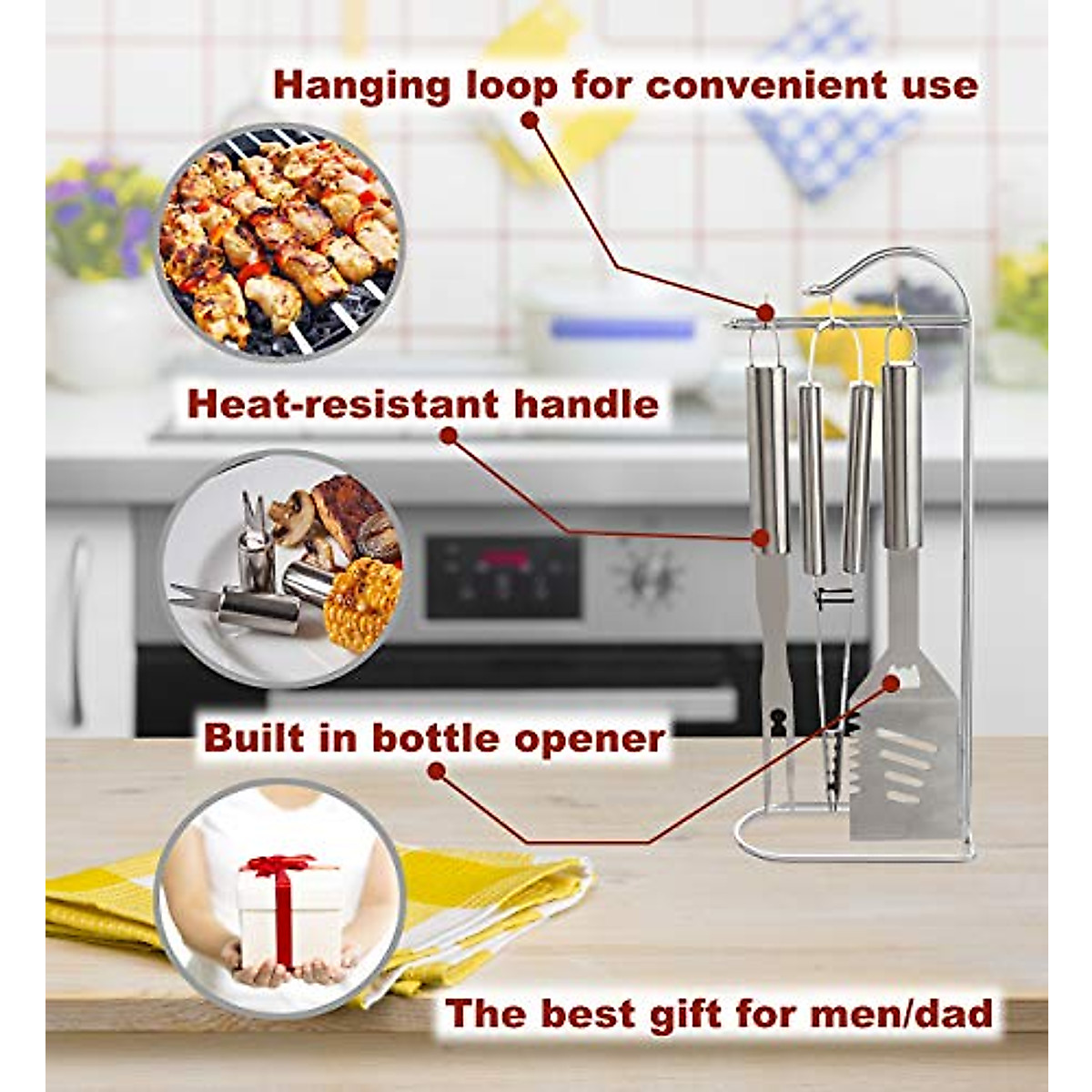 ROMANTICIST 20pc Heavy Duty BBQ Grill Tool Set in Case - The Very Best Grill Gift on Birthday Wedding - Professional BBQ Accessories Set for Outdoor Cooking Camping Grilling Smoking