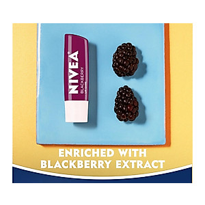 NIVEA Lip Balm, Blackberry Flavored Tinted Lip Balm Stick with Shea Butter and Jojoba Oil, 0.17 Oz, Pack of 1