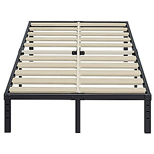 ZIYOO King Bed Frame 16 Inches Tall, 3 Inches Wide Wood Slats with 3500 Pounds Support, No Box Spring Needed for Foam Mattress, Underbed Storage Space, Easy Assembly, Noise Free-Black