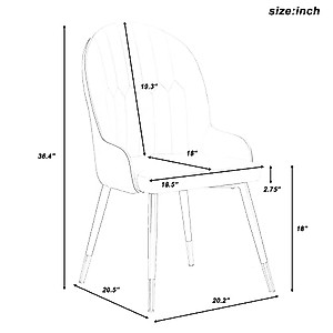 RuiSiSi Modern Dining Chairs, PU Leather Side Chair Pub Chairs French Style Kitchen Room Chairs with Comfortable Wing Back and Solid Metal Chair Legs, Set of 2, Brown
