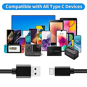 USB A to USB C 3.1/3.2 Gen 2 Cable 10Gbps Data Transfer (6inch/0.5FT), Short USB C SSD Cable with 60W QC 3.0 Fast Charging, Spare Cable for Samsung T7, SanDisk Extreme Portable SSD, Crucial X8, WD