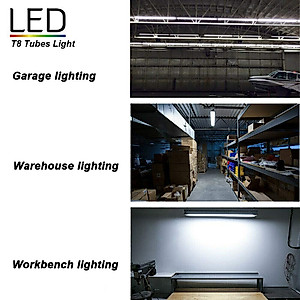 BSK.BESTKA 20-Pack, LED Shop Light, 4FT 75W 9500LM 6000K, Cold White, U Shape, Clear Cover, Hight Output, Linkable Shop Lights, T8 LED Tube Lights, LED Shop Lights with Plug (20PCS 4FT 6000K)