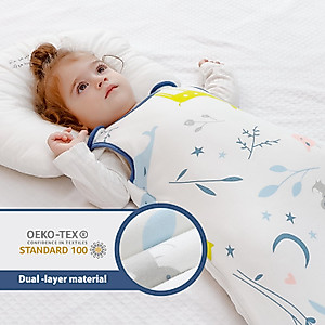 Mosebears Sleep Sack Baby Wearable Blanket with 2-Way Zipper,2.5 TOG Cotton Sleep Sack Unisex (White, 6-12 Months)