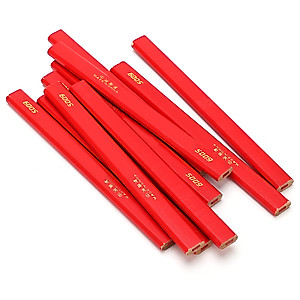 10pcs Carpenter Pencils Builders 170mm Octagonal Red Woodworking Pencils Woodworking Marking Tool