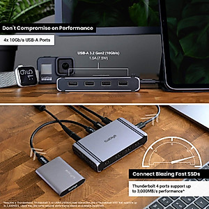 CalDigit Thunderbolt 4 Element Universal Multi-Port Hub with USB-C to HDMI 2.0b Adapter - 4X Thunderbolt 4/USB4 Ports, 4X USB 3.2 Gen2 10Gb/s Ports, Single display up to 8K or Dual 4K 60Hz Displays, 6