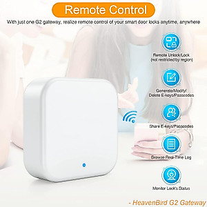 G2 Wi-Fi Gateway Bluetooth Gateway for TTLock, Gateway for Smart Door Lock, Wi-Fi Bridge, G2 Hub, Remote Control Smart Fingerprint Lock, Work with Alexa Voice Control