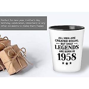 Flairy Land Birthday Shot Glass 1.5oz - Only Legeands Born 1958 B - Gifts For Men Birthday Turning 65 Years Old 1958 Vintage Dad Grandpa Husband Brother