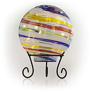 Alpine Corporation HGY310A-TM Gazing Globe with LED Lights, 10 Inch Tall, Multi-Color